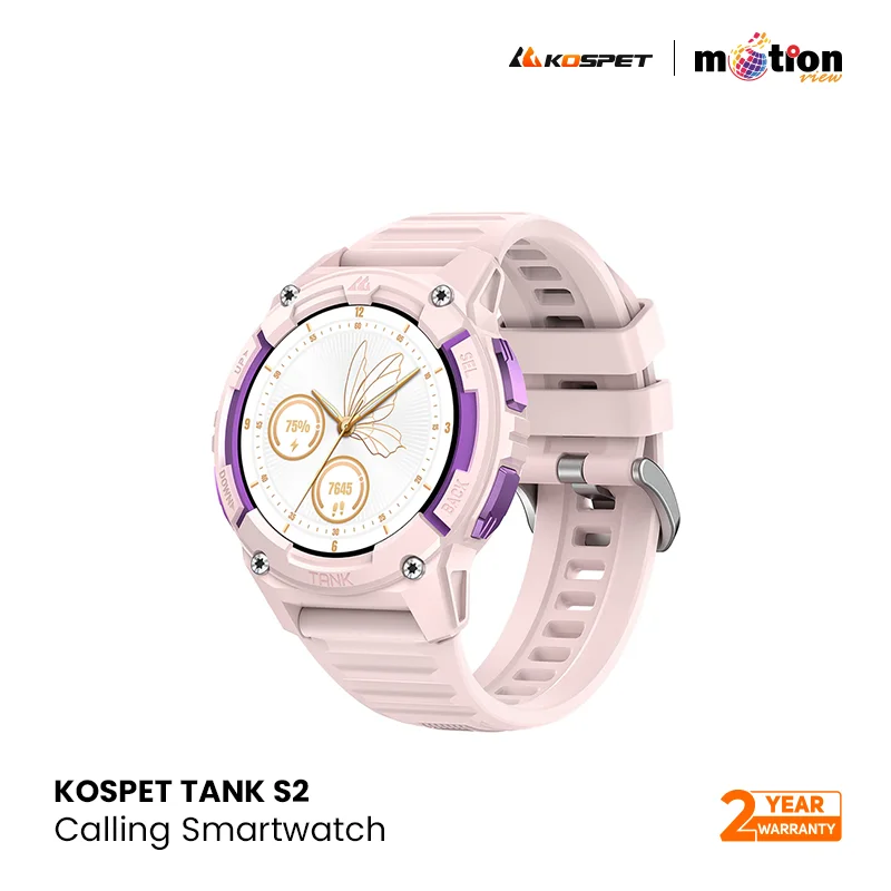 KOSPET TANK S2 1.32" AMOLED Smart Watch With GPS & 5ATM Waterproof- Pink